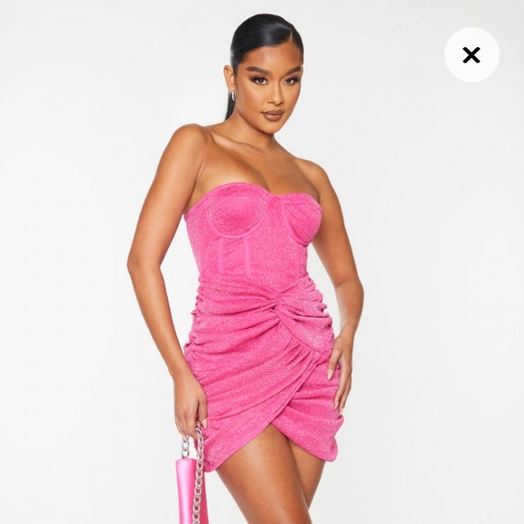 PrettyLittleThing | Dresses | Pretty Little Thing Pink Glitter Dress ...